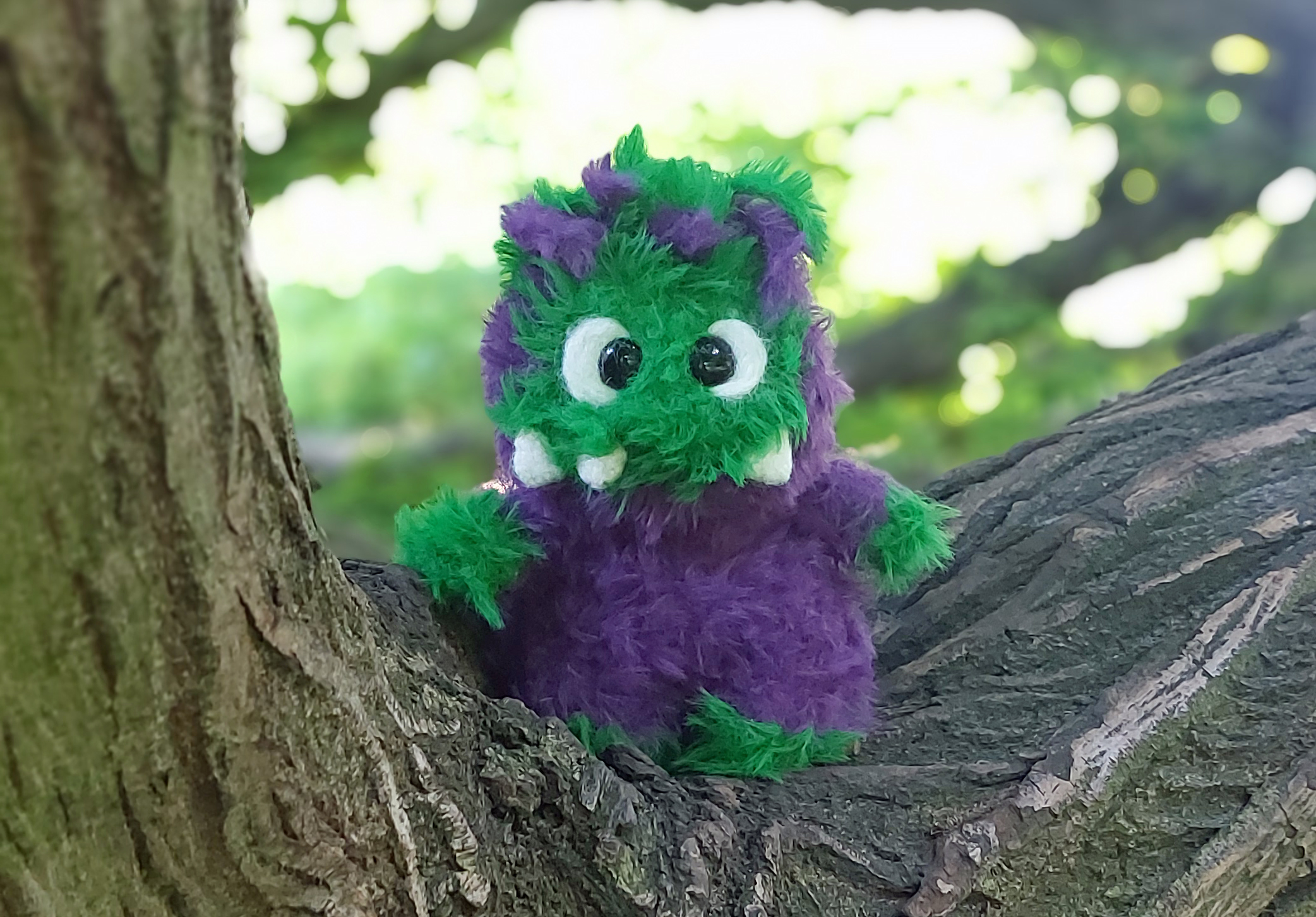 Loom knitting fun! Odin my cute furry monster.